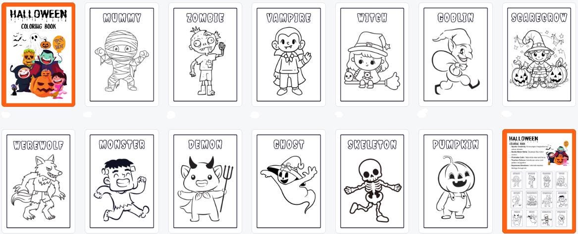 12 Halloween Coloring Pages for Kids, Printable Coloring Pages ...