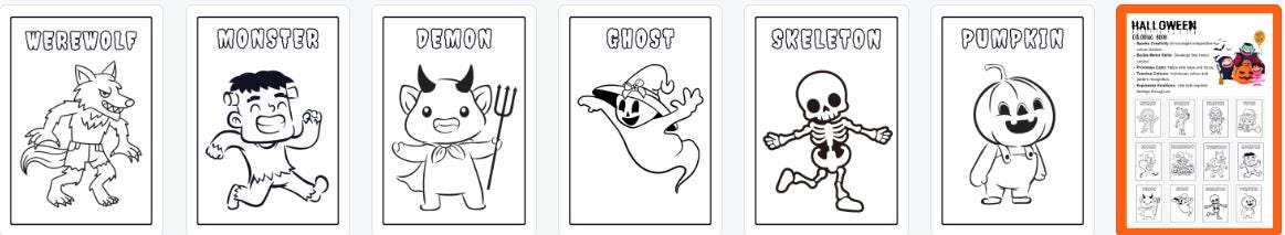 12 Halloween Coloring Pages for Kids, Printable Coloring Pages ...