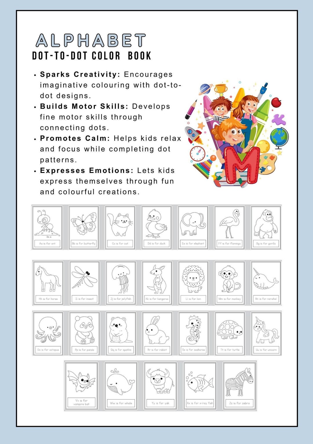 Dot Alphabet Coloring Pages | Learn Letters With Fun Animals ...