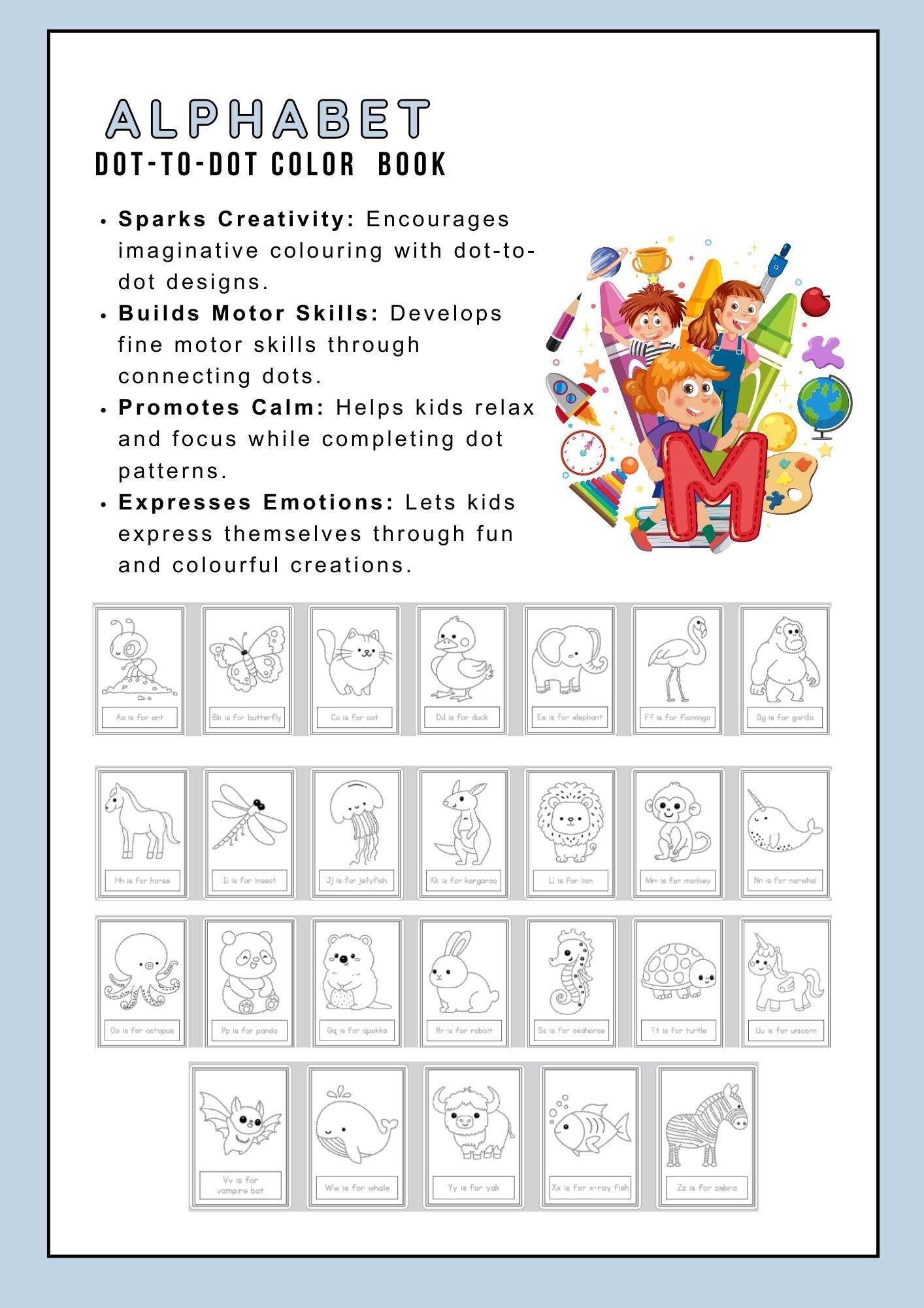 Dot Alphabet Alphabet Coloring Pages Kids Activity Learn Letters ...