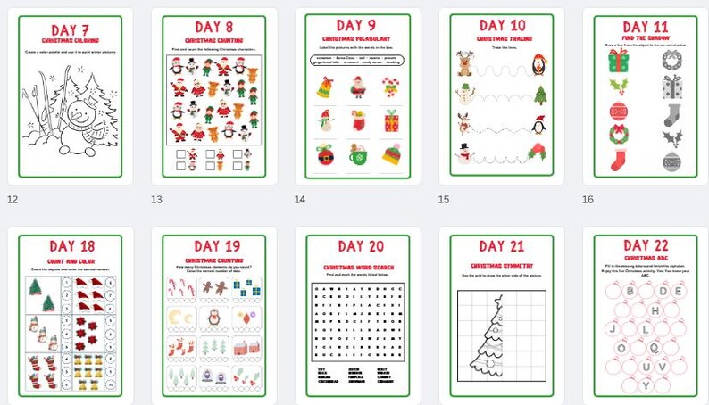 Advent Activity Book -christmas for Kids -advent Calendar -printable ...