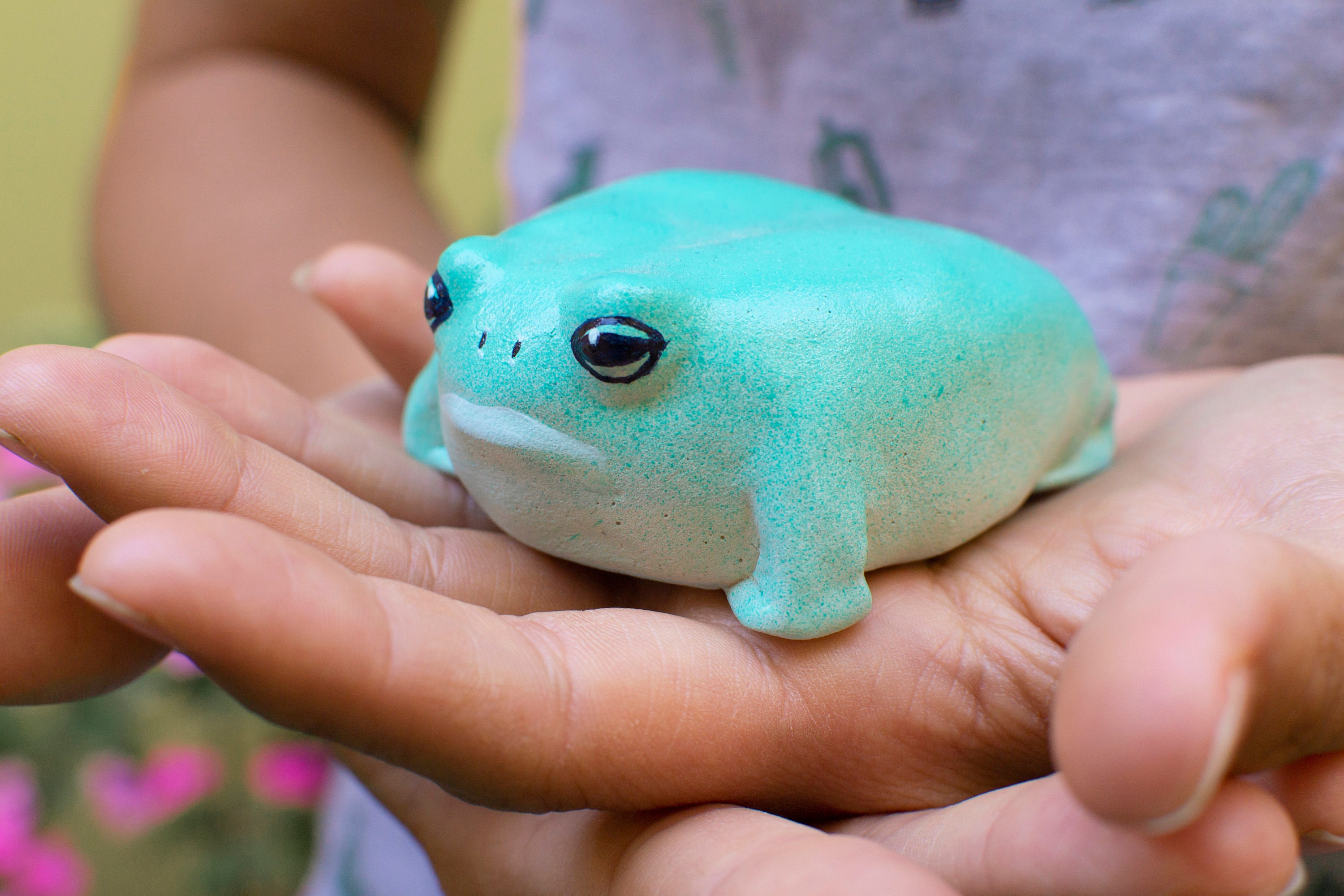 Lucky Rainfrog Plaster Cast Sculpture Handmade & Handpainted Cute and ...