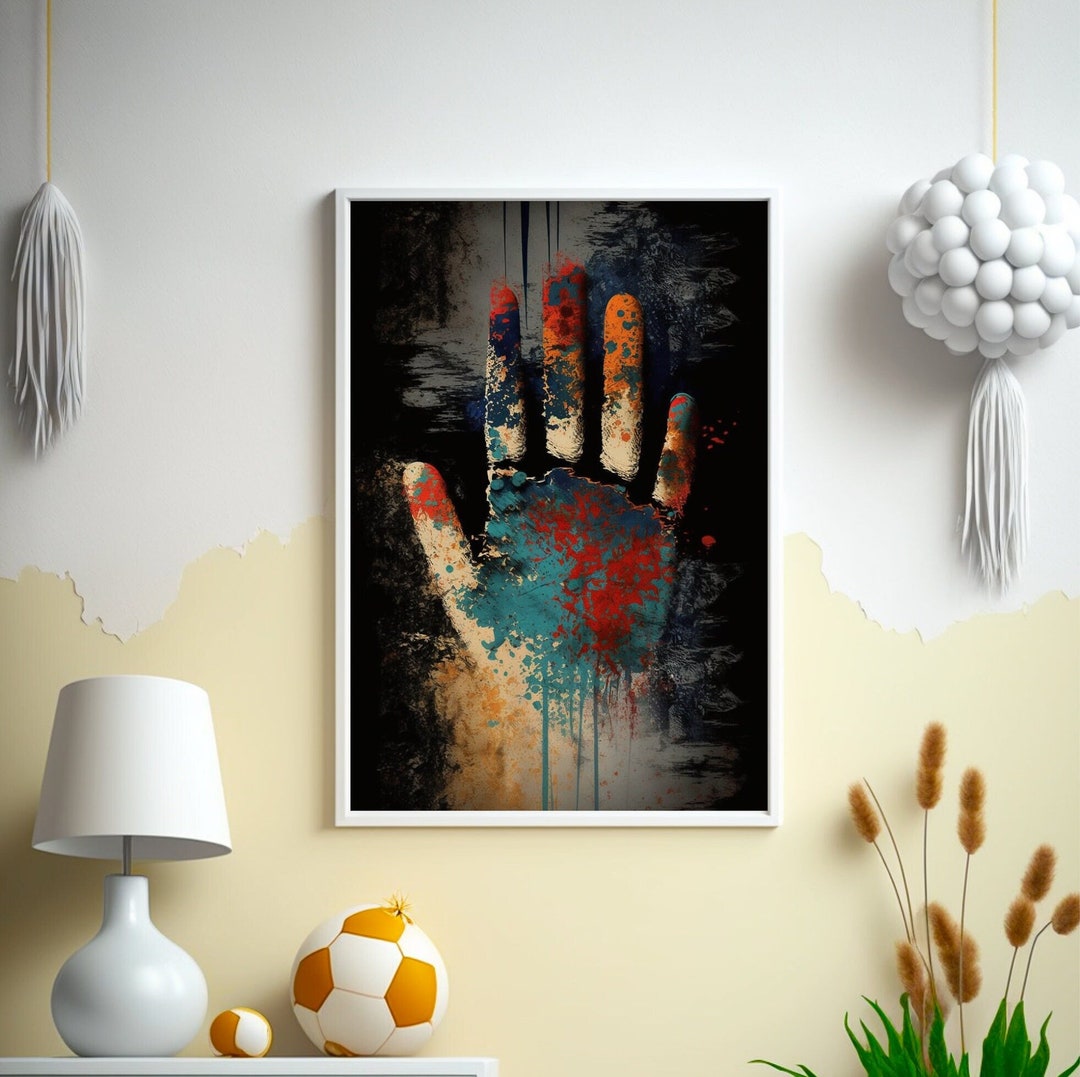 Handprint Painting // Framed Matte Poster Wall Art / - Etsy