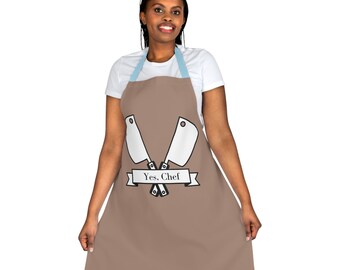 Yes Chef Embroidered Apron in Black the Bear Holiday Gift Kitchen Accessory Kitchen Apron Yes ...