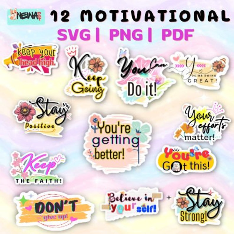 Motivational Printable, Motivational Digital Stickers, Inspirational ...