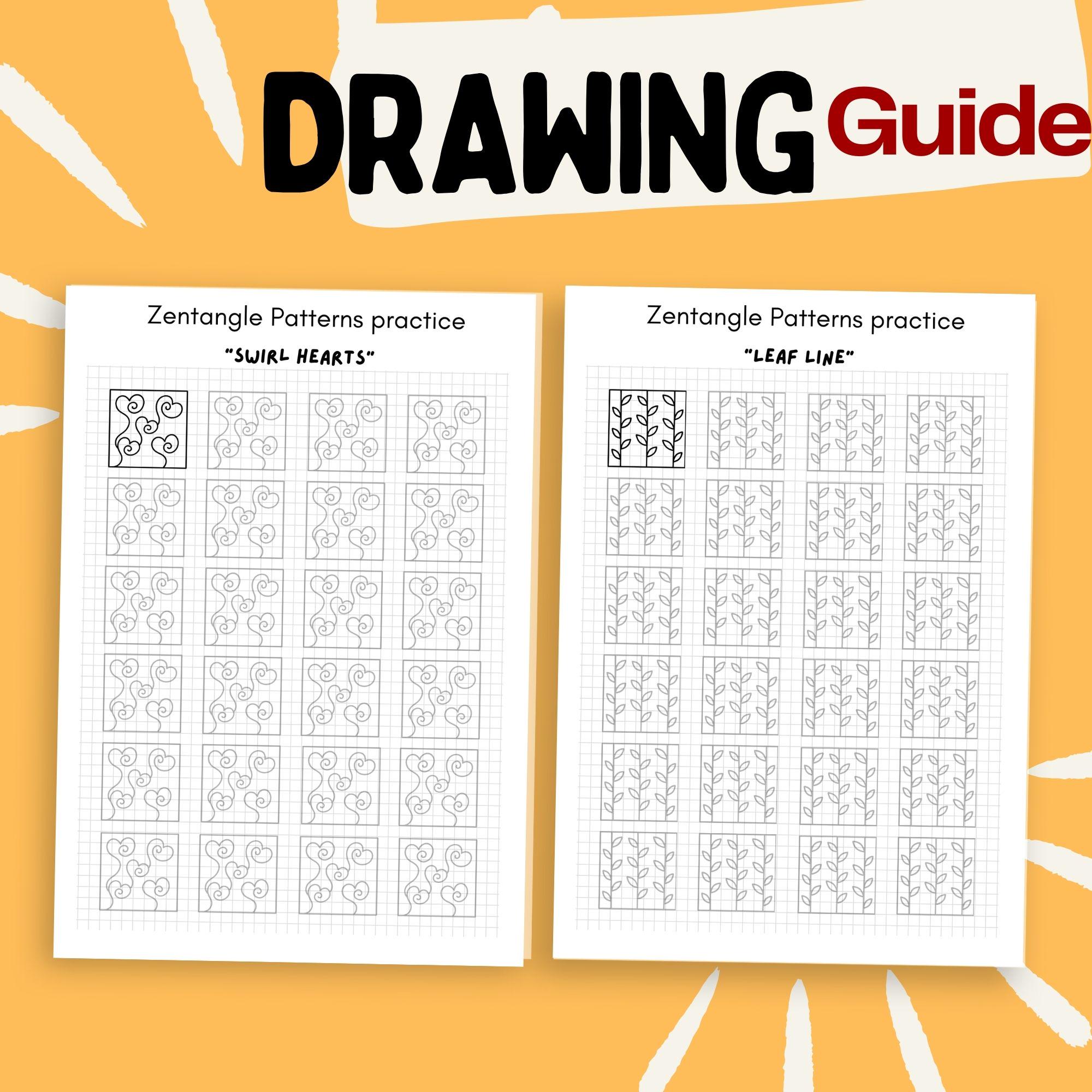 Zentangle Practice Sheets: Hand-drawn Patterns for Art Journaling (PDF ...