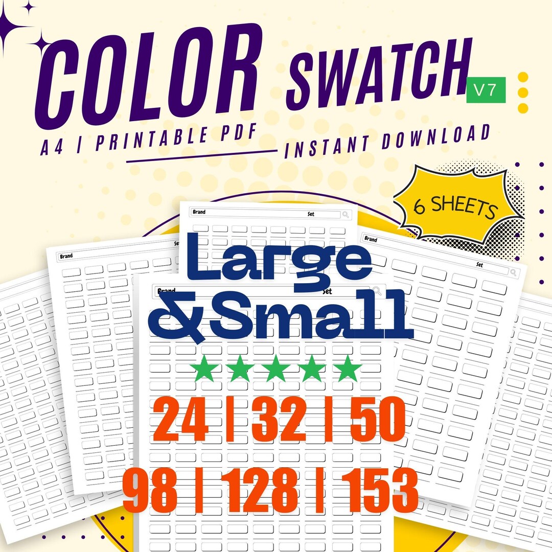 Blank Color Swatch Chart: A4 Printable Palette (PDF) - Etsy