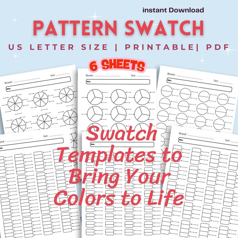 Printable Blank Color Swatch Template – 6 Layouts | Letter Size PDF | Color Palette Chart for ...