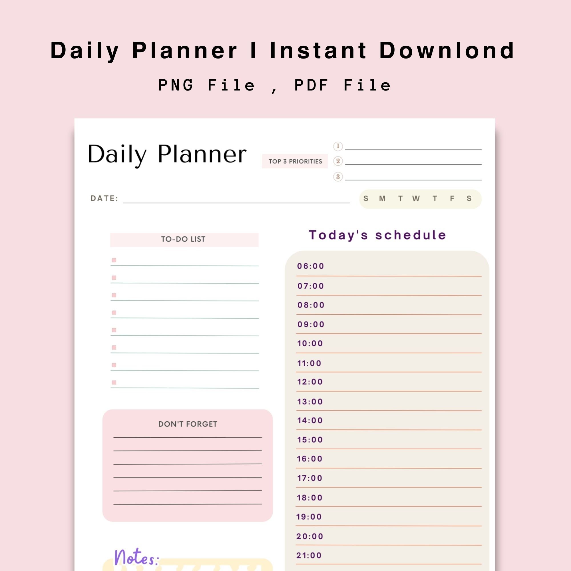 Daily Planner Printable, Daily to Do List for Work, Goodnotes Planner ...