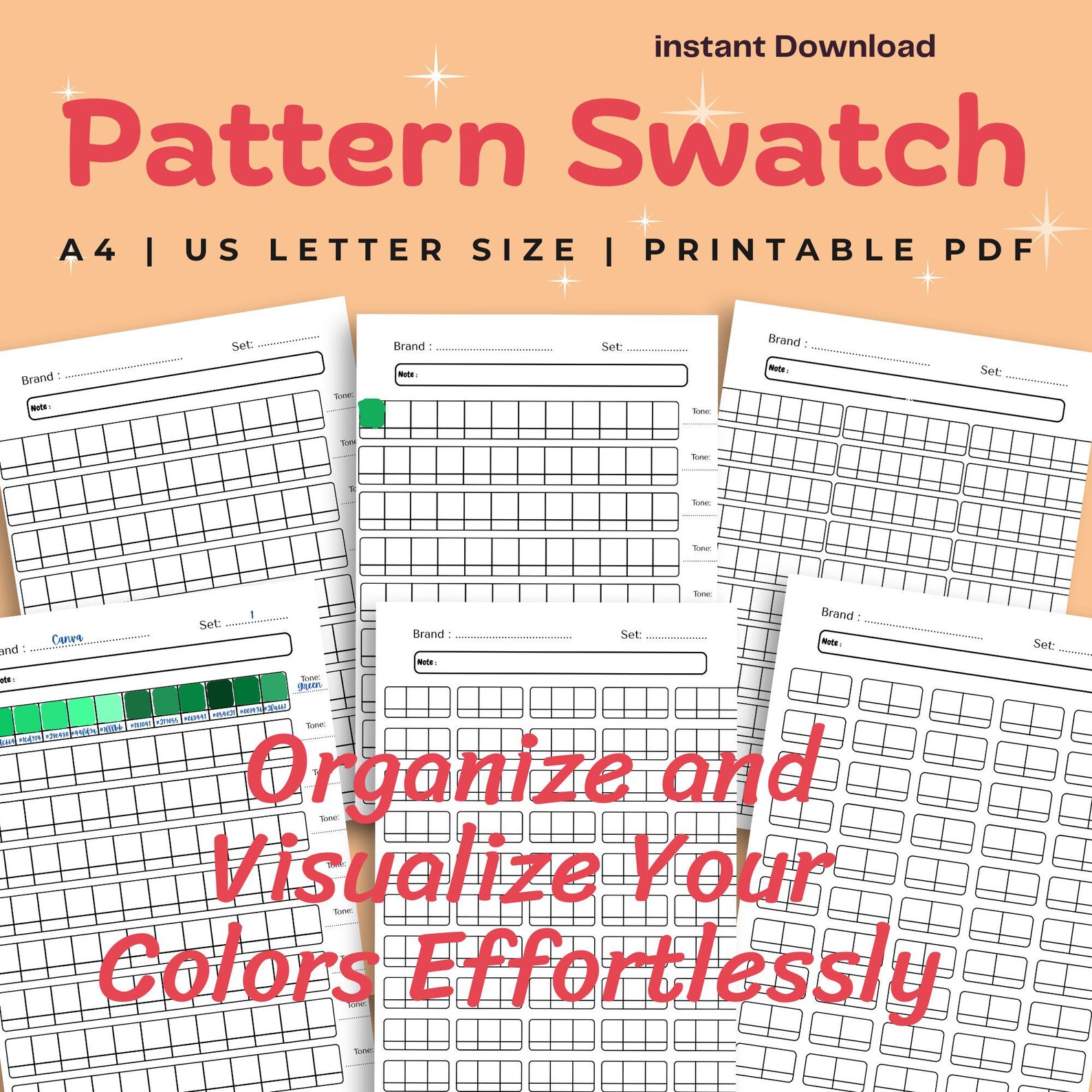 Blank Color Swatch Template: 4 Layouts for Canva & Procreate (PDF ...