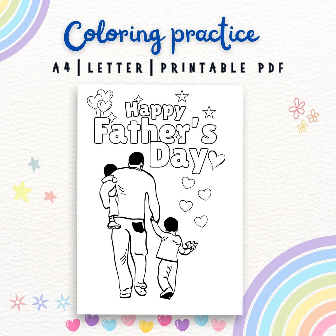 Father's Day Coloring Page A4 | Printable Single Sheet for Kids ...
