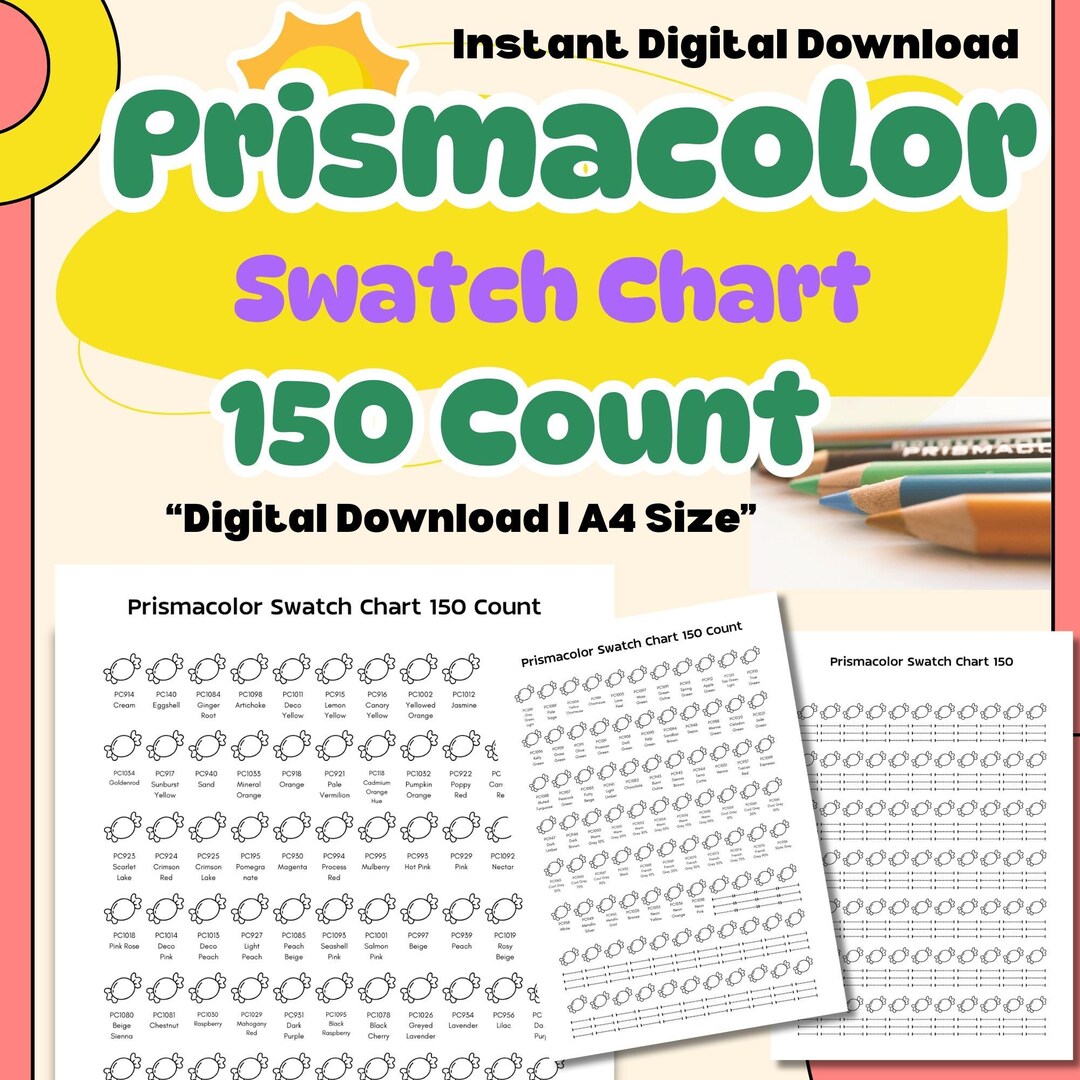 Prismacolor Swatch Chart 150 Colors | Printable Coloring Chart ...
