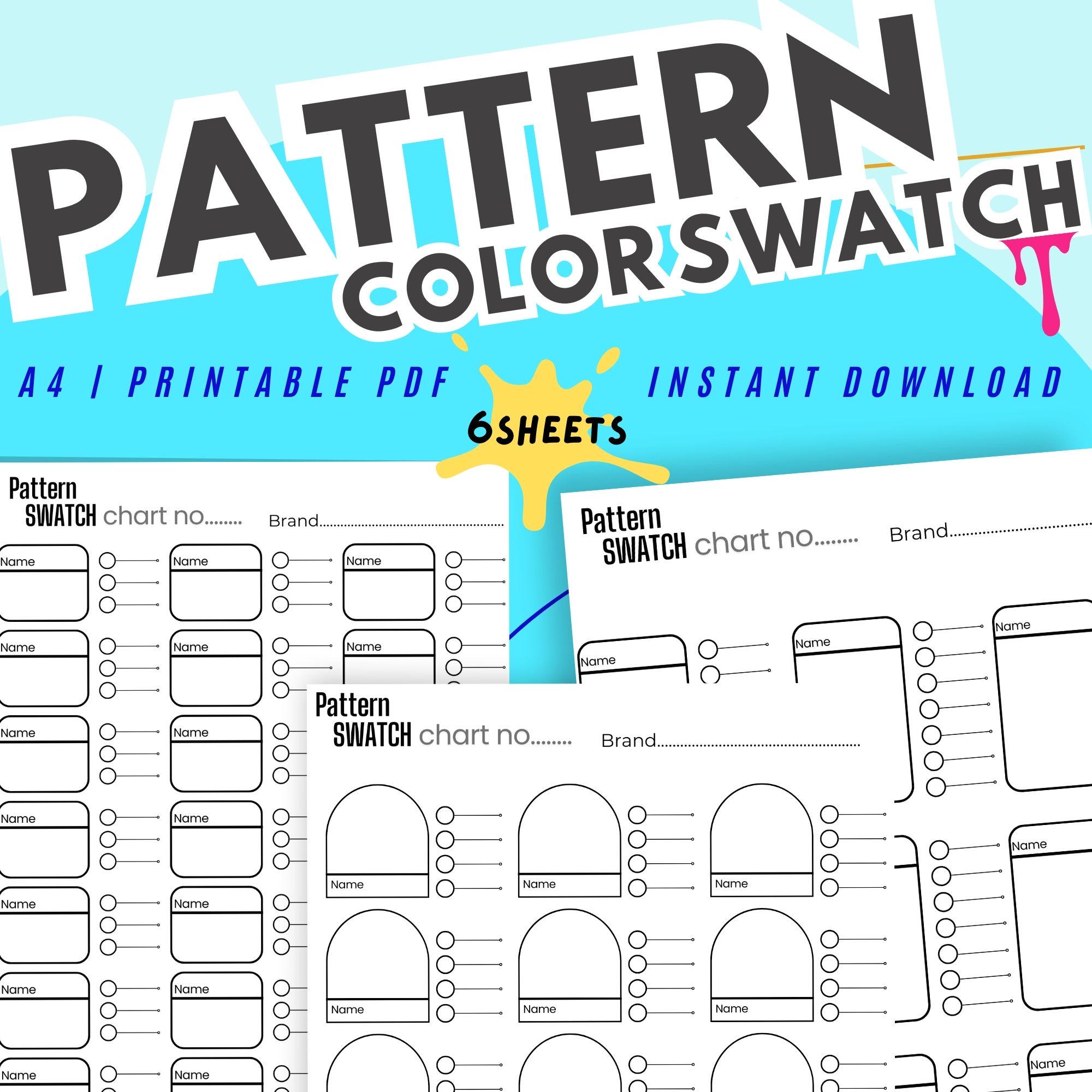 Color Swatch, Blank Color Palette, Pattern Color Swatch Chart Printable ...