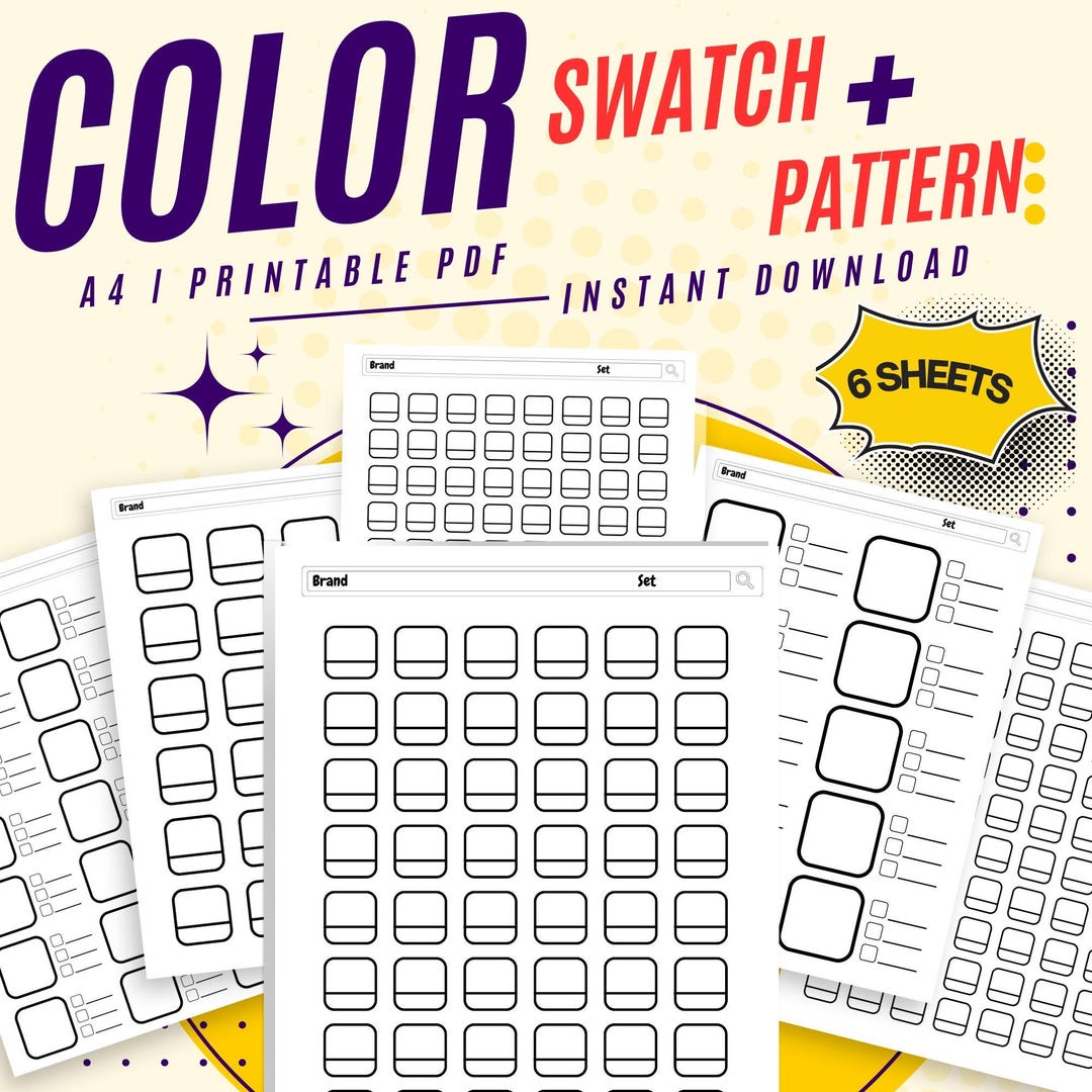 Color Swatch, Blank Color Palette, Pattern Color Swatch Chart Printable ...