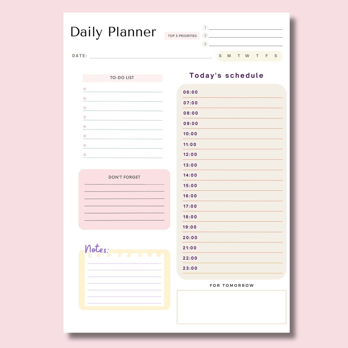 Daily Planner Printable, Daily to Do List for Work, Goodnotes Planner ...