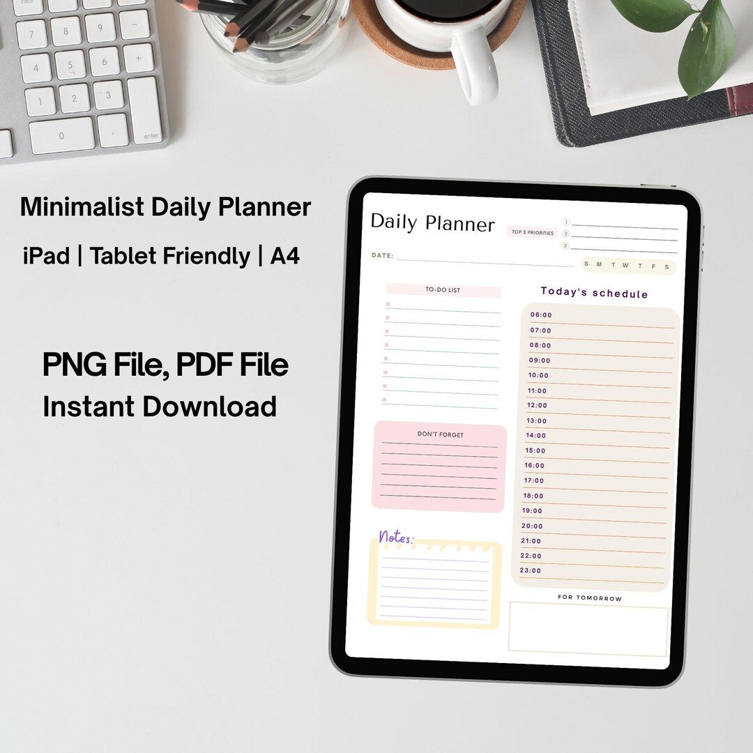 Minimalist Daily Planner | Printable and Digital | PNG + PDF Included ...