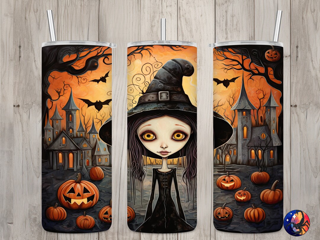 Seamless Abstract Emo Witch Design, Halloween 20 Oz Skinny Straight ...