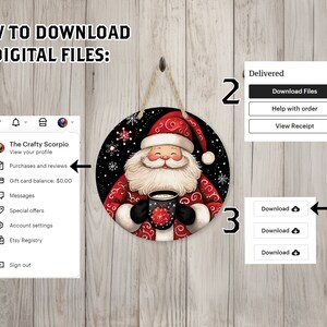 Cute Santa Claus & Hot Cocoa Sign Round Door Hanger Design, Christmas ...