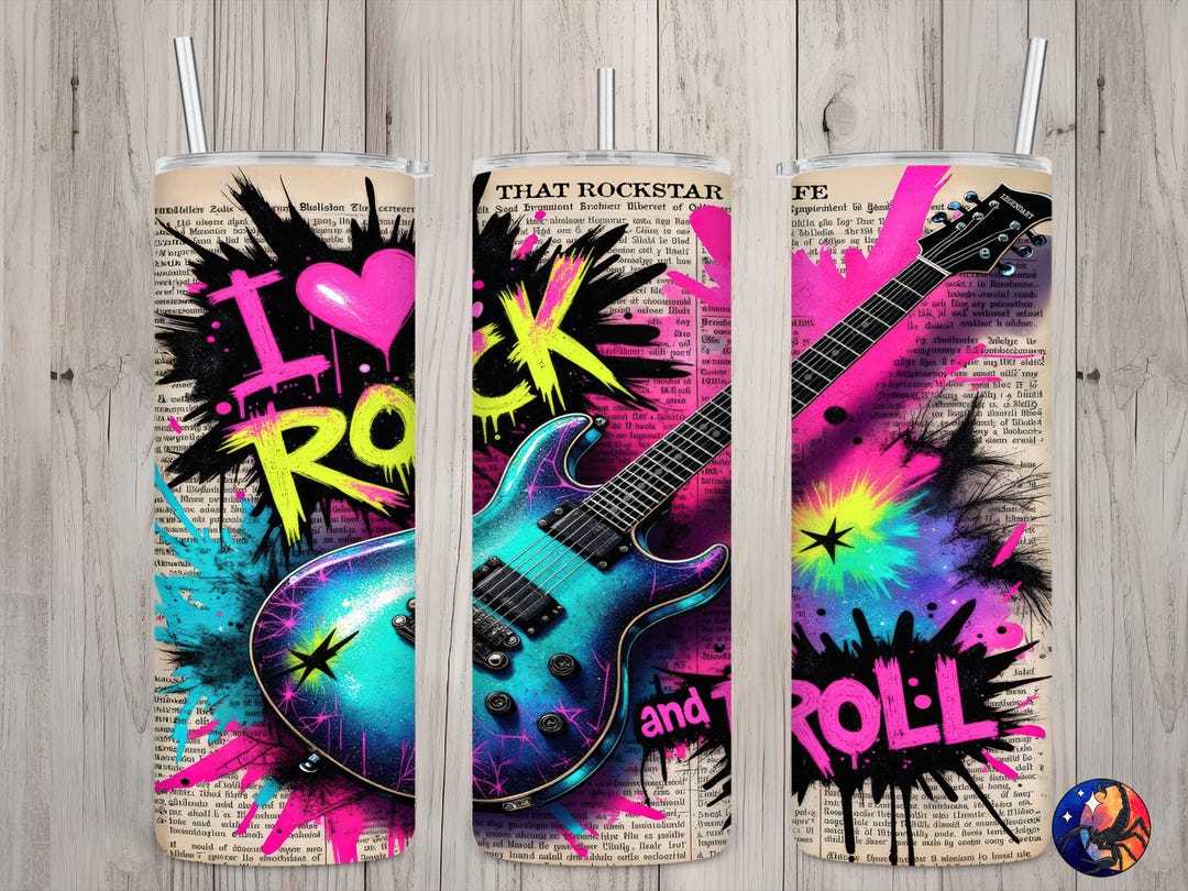 Seamless I Love Rock & Roll Graffiti Punk Electric Guitar Design, Music ...