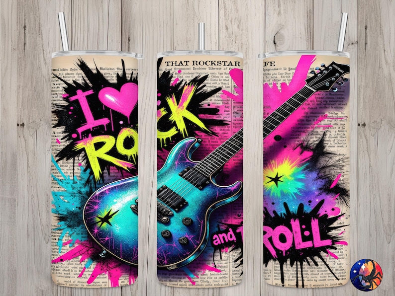 Seamless I Love Rock & Roll Graffiti Punk Electric Guitar Design, Music ...
