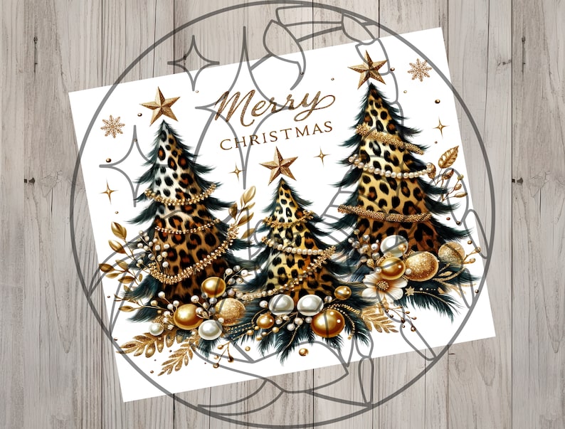 Seamless Leopard Merry Christmas Tree Design, Christmas 20 Oz Skinny ...