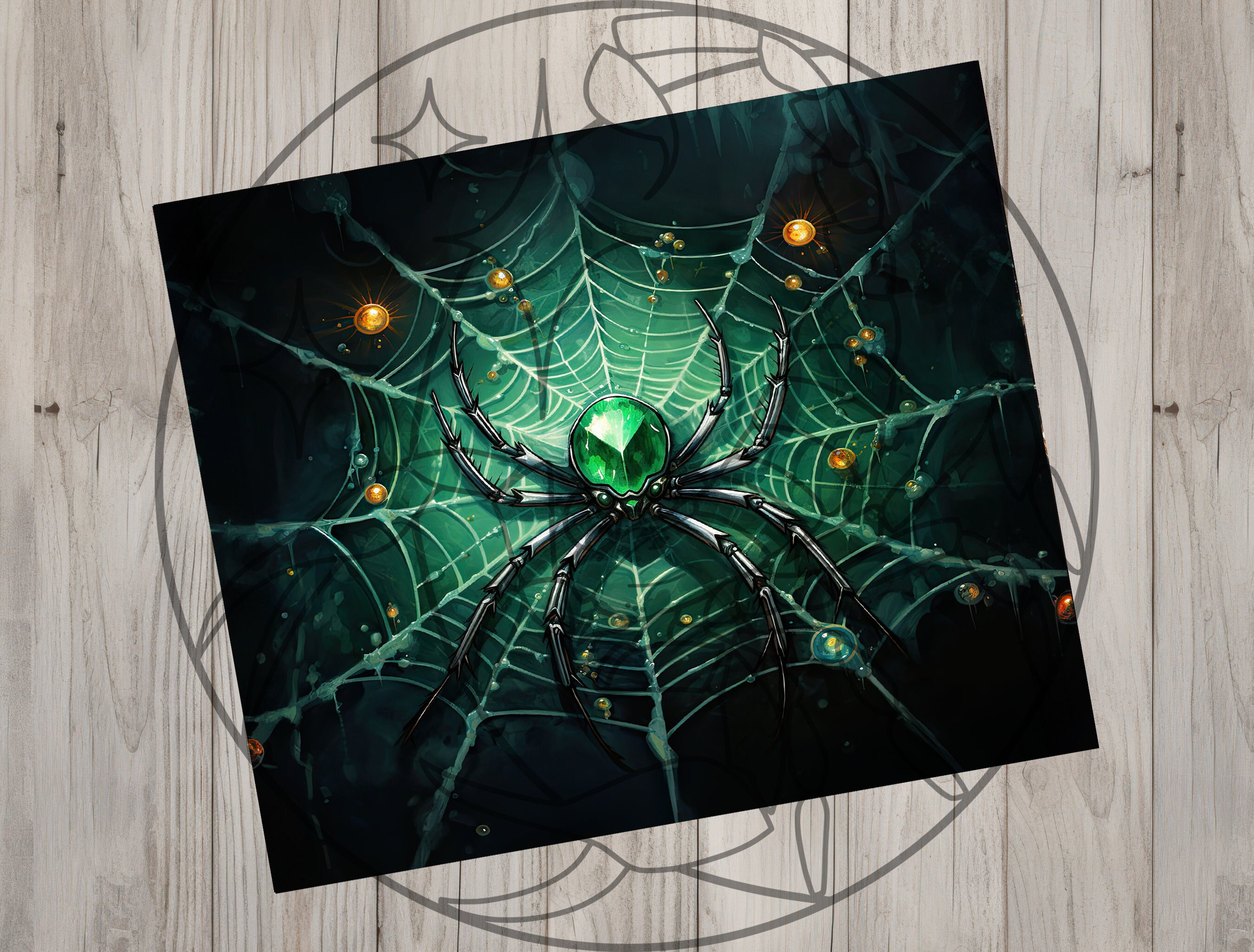 Seamless Green Gem Crystal Spider Design Halloween 20 Oz - Etsy