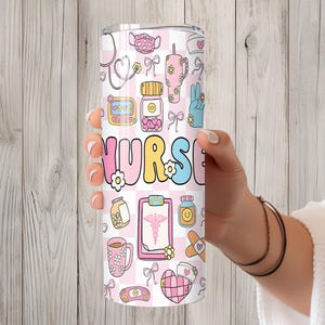 Seamless Cute Pastel Retro Groovy Doodle Nurse Design, Registered Nurse ...