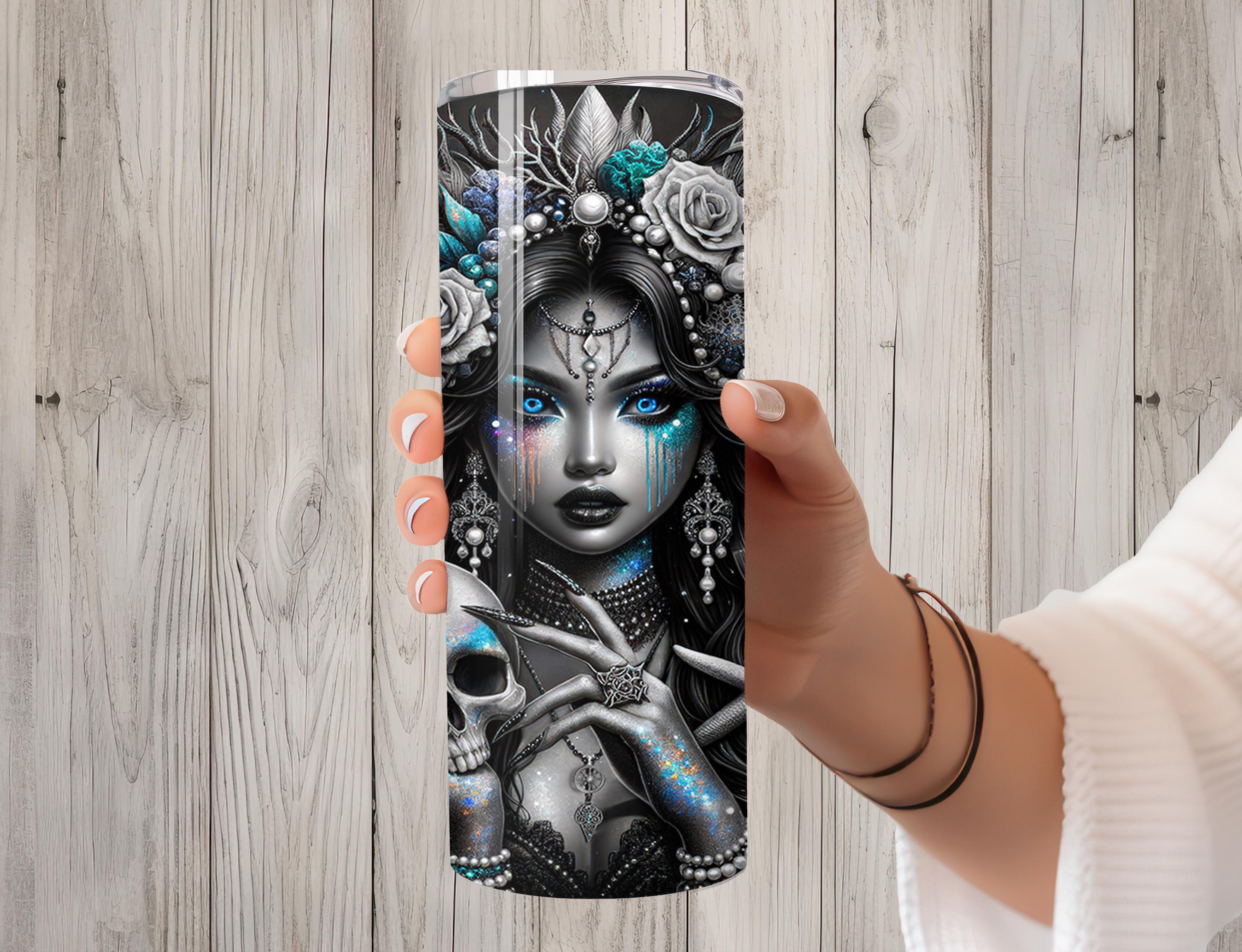 Seamless Goth Mystical Siren Sea Witch Design, Mermaid 20 Oz Skinny ...