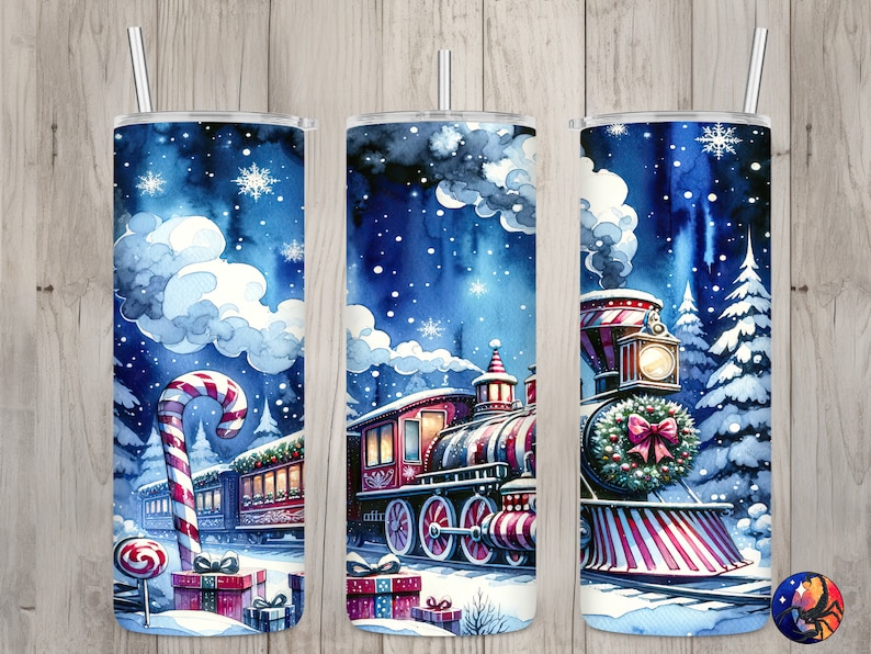 Seamless Peppermint Candy Cane Train Design Christmas 20 Oz - Etsy