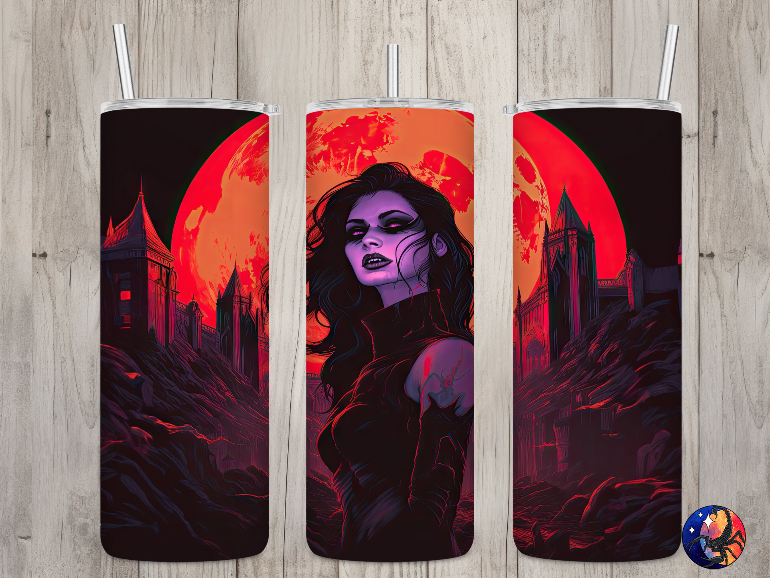 Seamless Neon Goth Vampire Design Halloween 20 Oz Skinny - Etsy