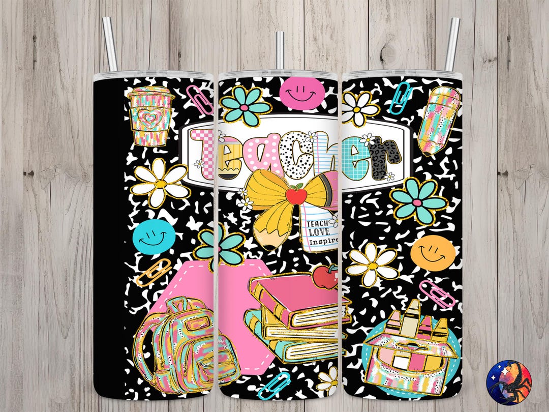 Seamless Cute Preppy Doodle Teacher Composition Notebook Design ...