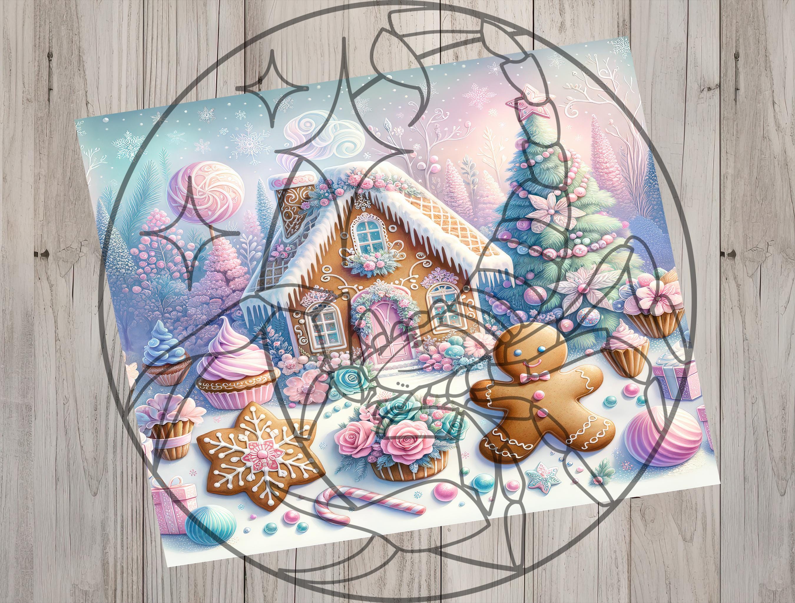 Seamless Cute Pastel Gingerbread House Design, Christmas 20oz Skinny ...