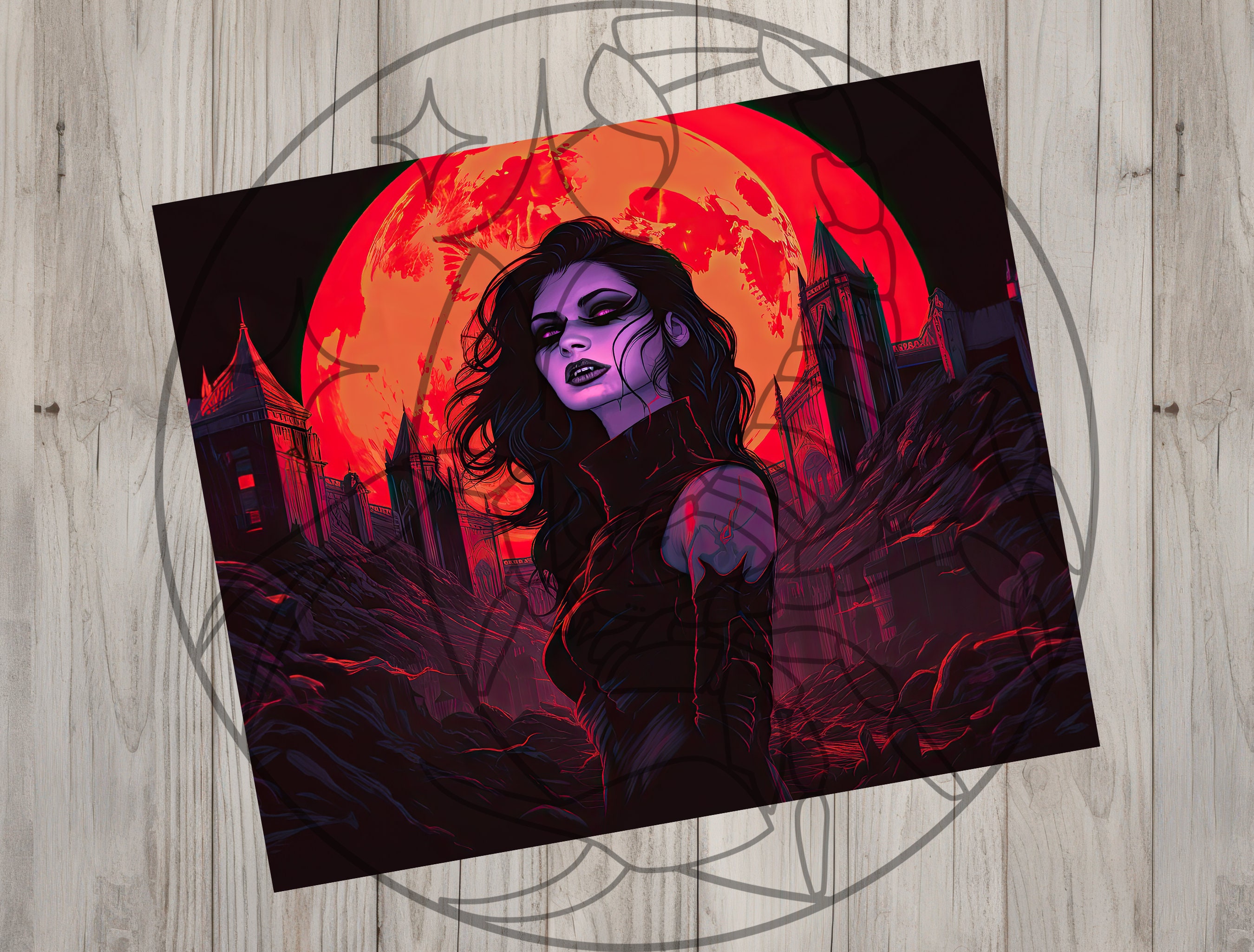 Seamless Neon Goth Vampire Design Halloween 20 Oz Skinny - Etsy