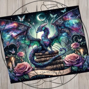 Seamless Just One More Chapter Dragon Book Lover Design, Books 20 Oz ...