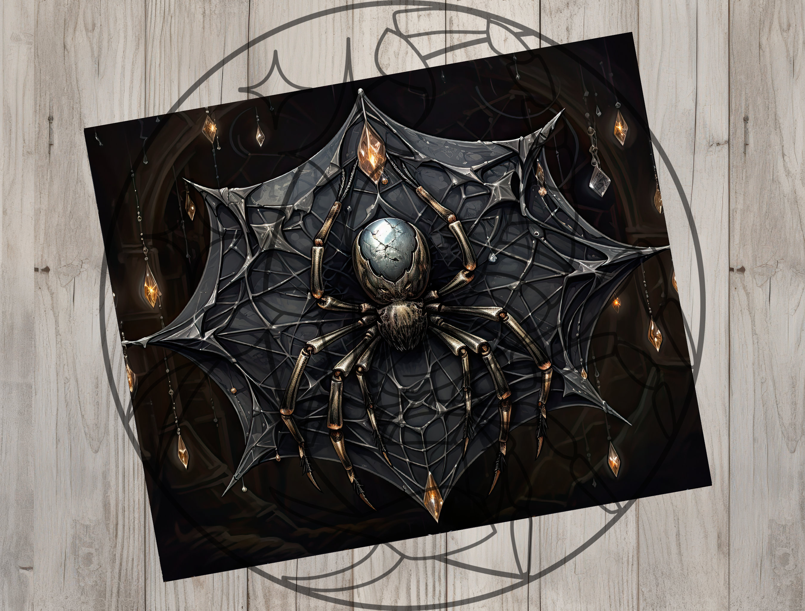 Seamless Silver Metallic Spider Design Halloween 20 Oz Skinny - Etsy