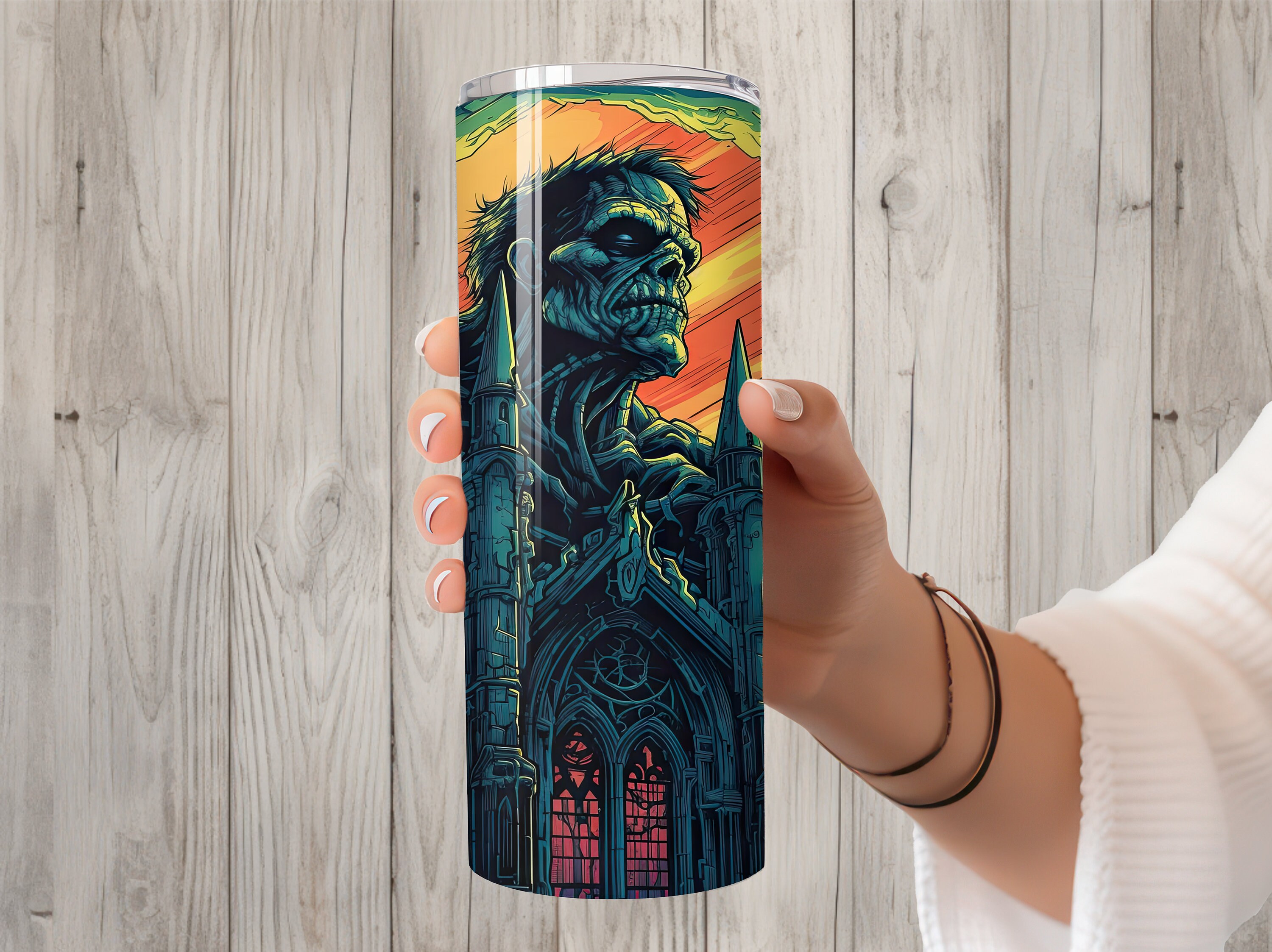 Seamless Neon Goth Frankenstein Design Halloween 20 Oz Skinny - Etsy