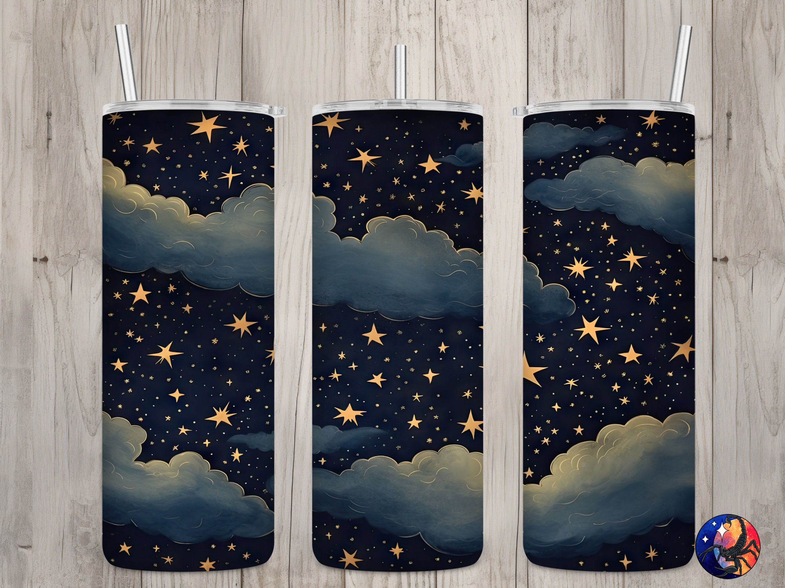 Seamless Celestial Night Sky & Stars Design Celestial 20 Oz - Etsy