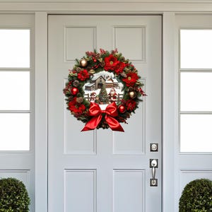 Cute Santa Claus & Hot Cocoa Sign Round Door Hanger Design, Christmas ...