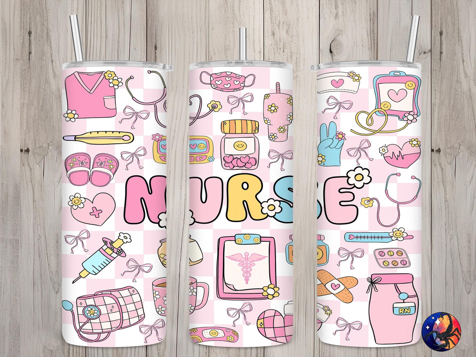 Seamless Cute Pastel Retro Groovy Doodle Nurse Design, Registered Nurse ...