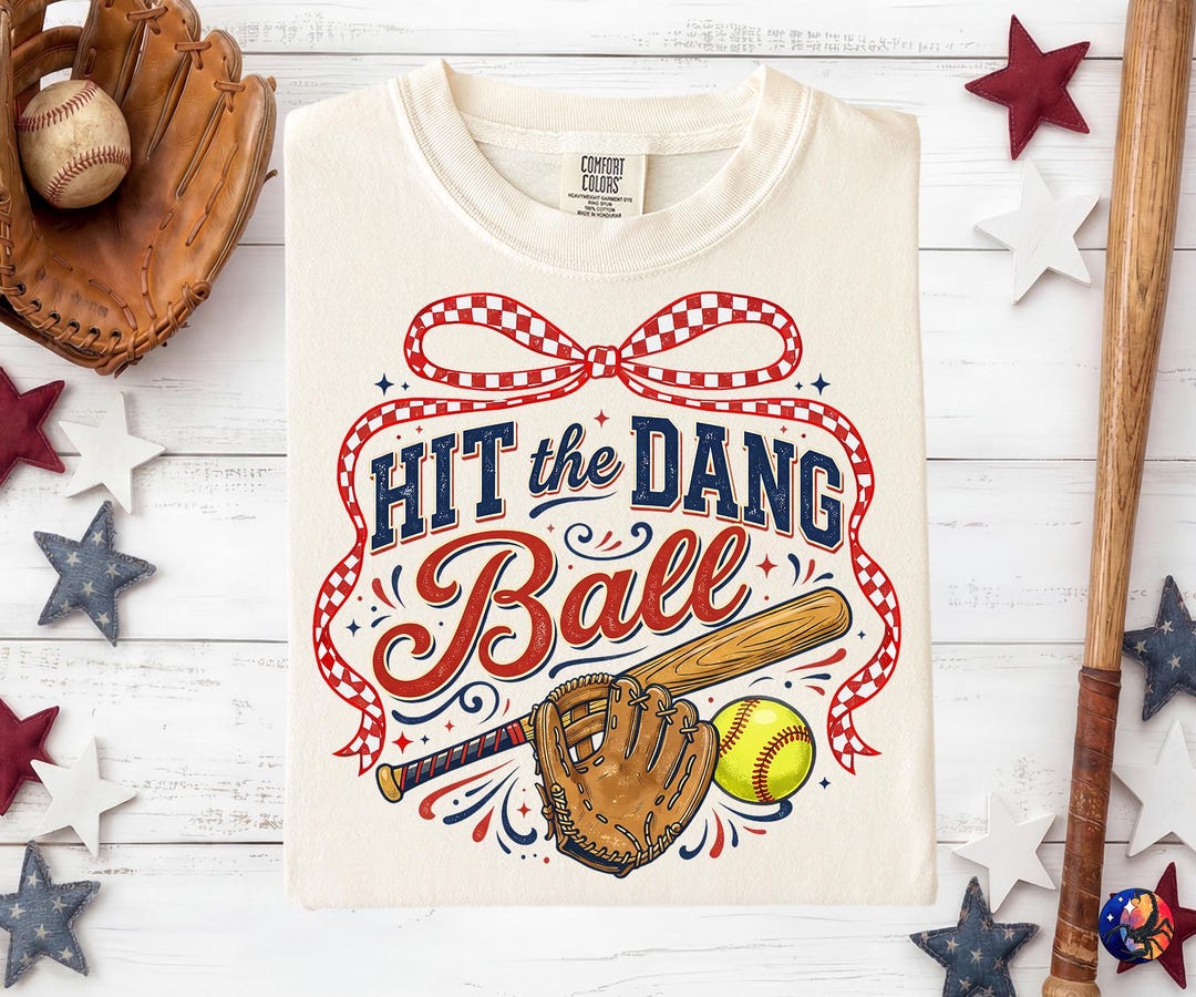 Hit the Dang Ball Funny Retro Softball Coquette PNG, Softball Mom, Game ...