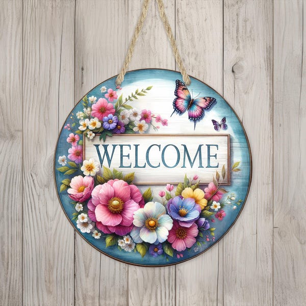 Round Welcome Sign - Etsy