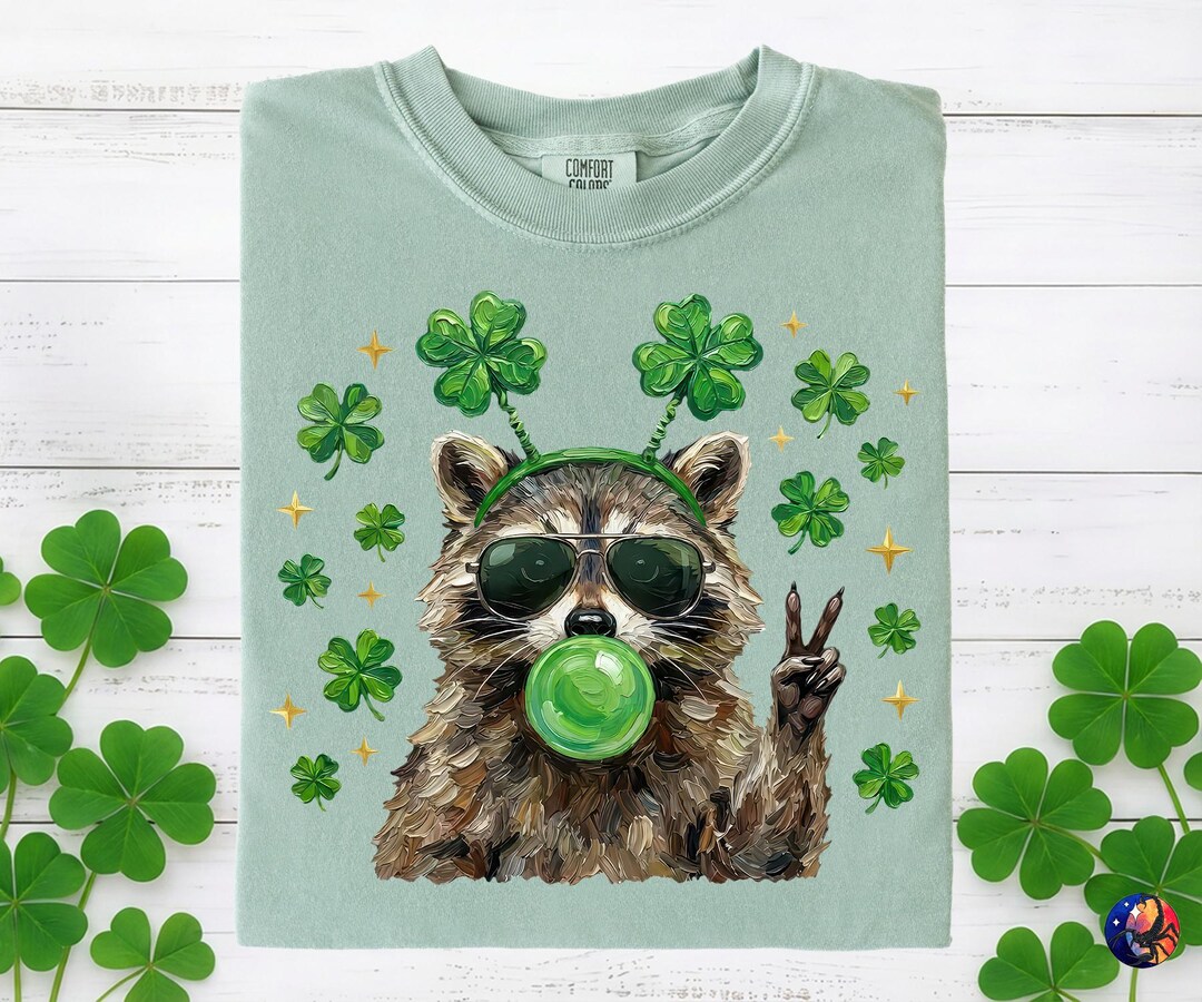 Funny Raccoon Blowing Bubble St. Patrick's Hand Painted Brushstroke PNG ...