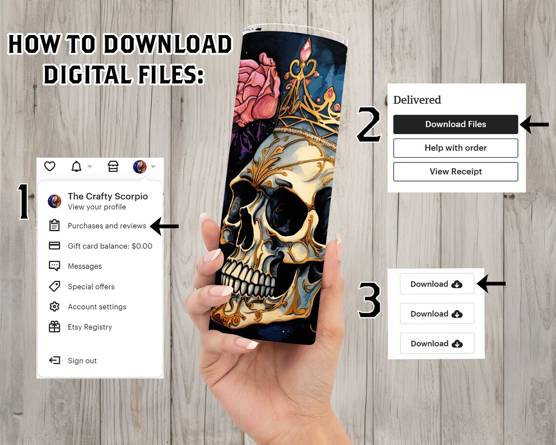 Seamless Alcohol Ink Skull & Crown Design Skull 20 Oz Skinny - Etsy