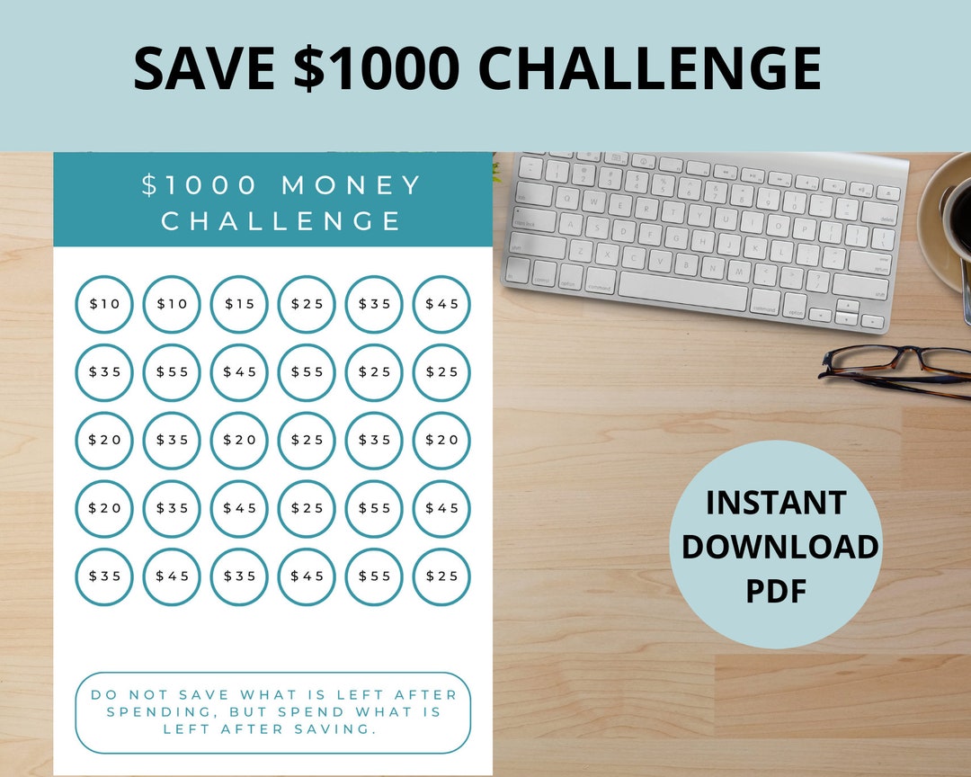 1000 Savings Challenge Tracker, 1000 Saving Challenge, Savings Tracker ...