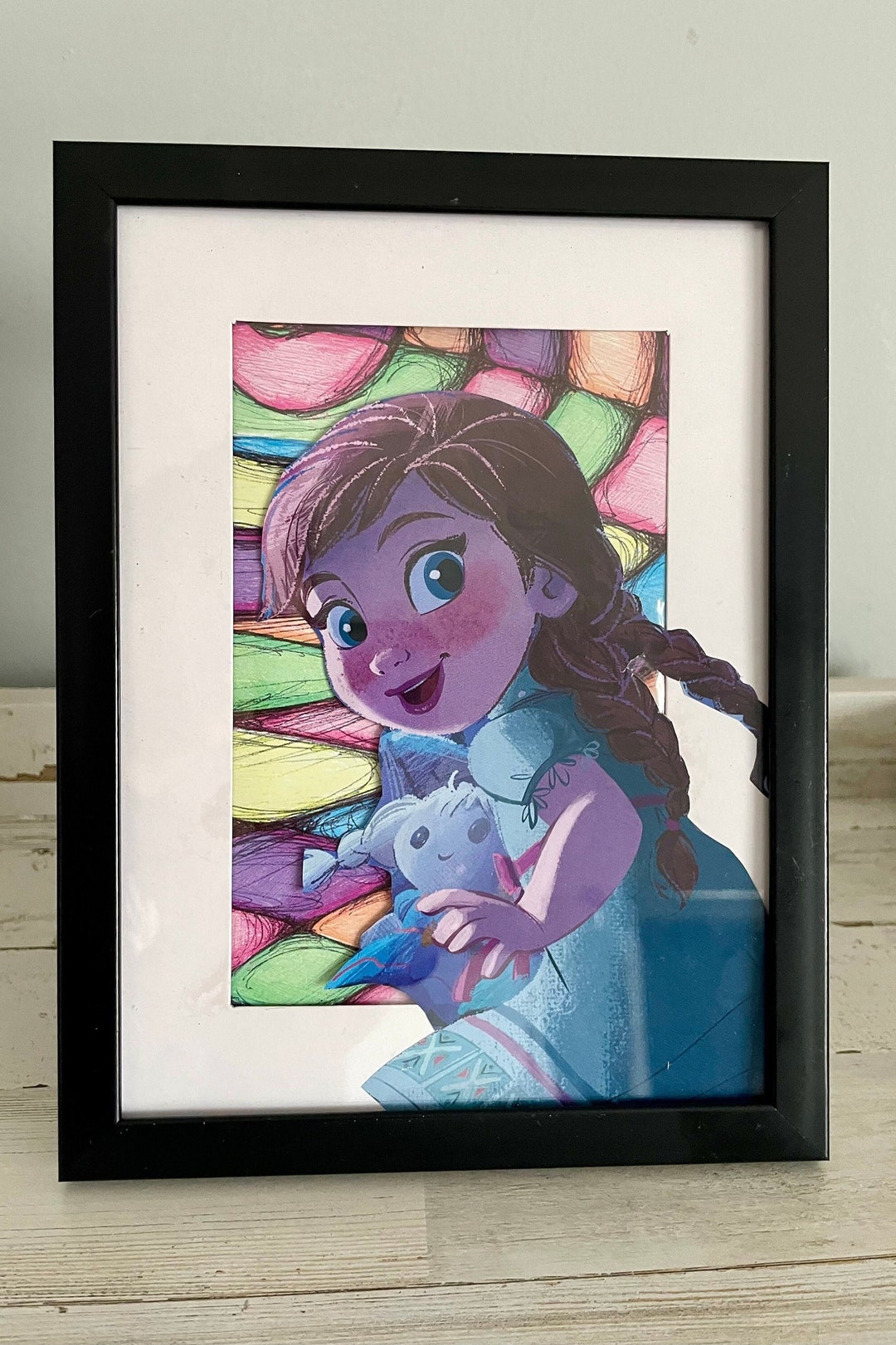 Handmade Young Anna, Frozen Collage Art, Framed Wall, Shelf Art for ...