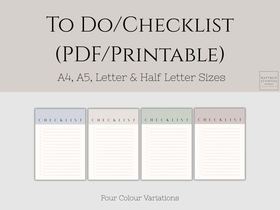 Minimalist Printable Checklist: A4 A5 Letter Sizes (PDF Download) - Etsy UK