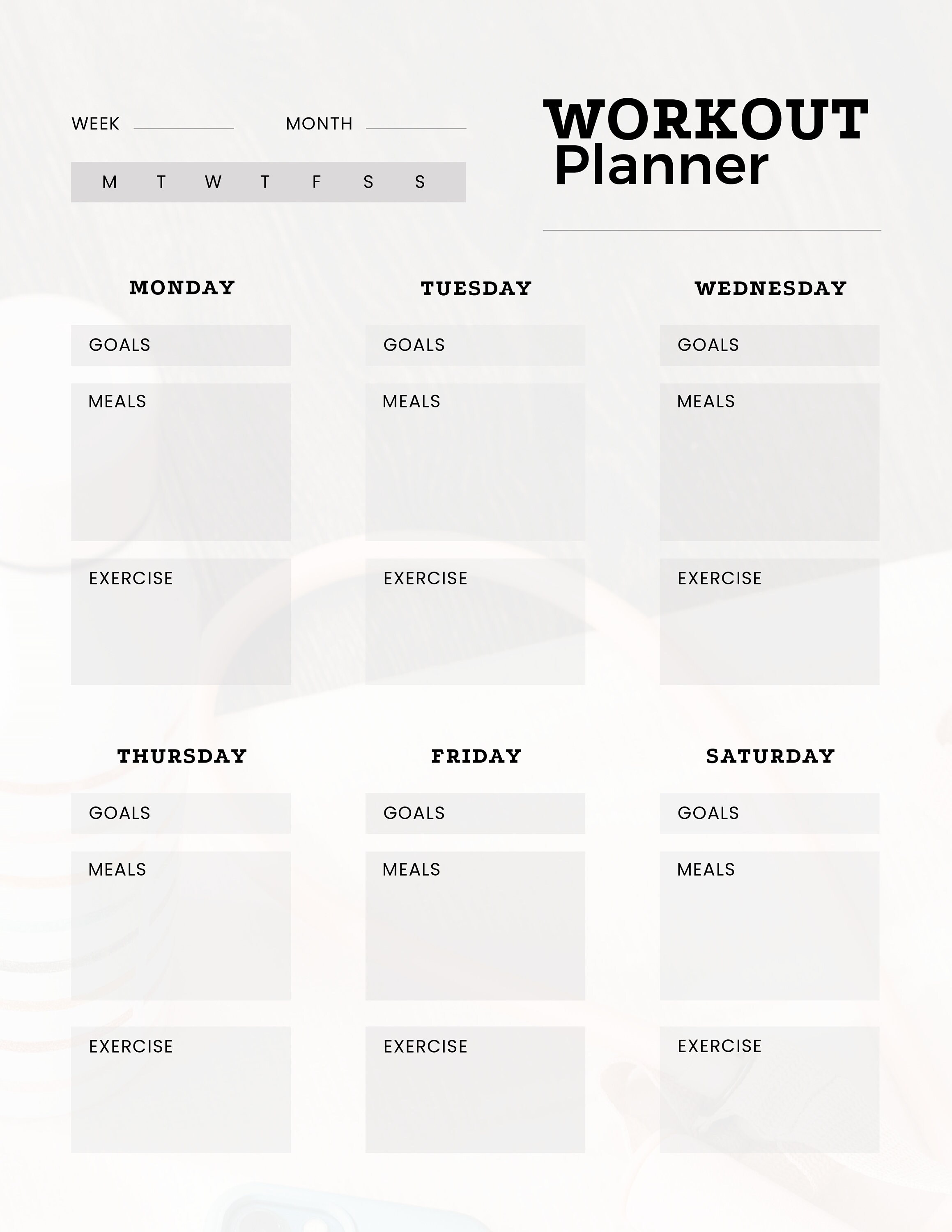 Minimalist Workout Tracker, Printable, Daily Exercise Planner, Weekly ...