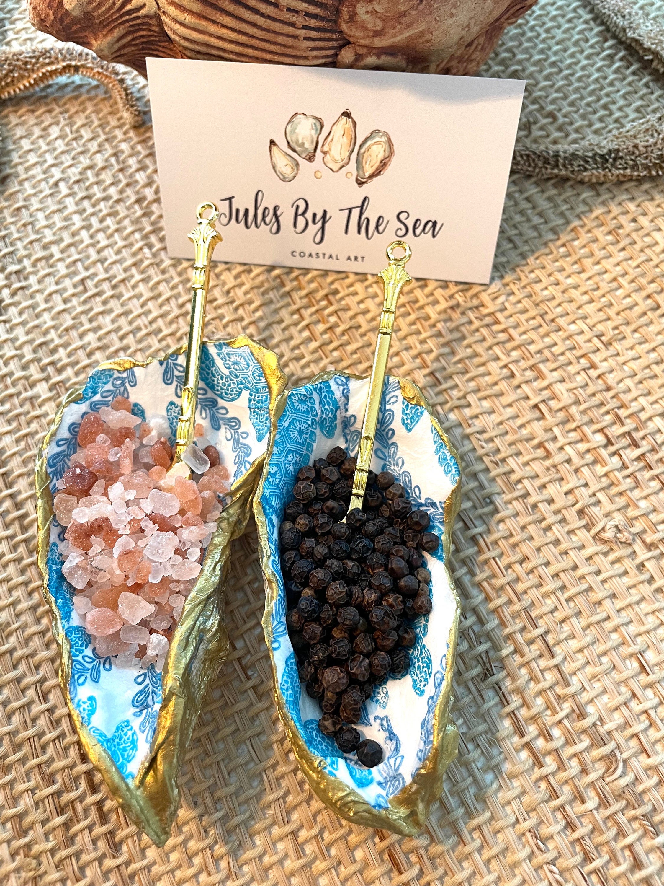 Aqua Blue Sea Turtles Oyster Shell Dishes With Spoons Salt - Etsy