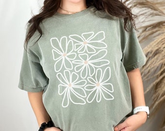 Aesthetic Flower Comfort Colors T Shirt Trendy Graphic Tee - Etsy