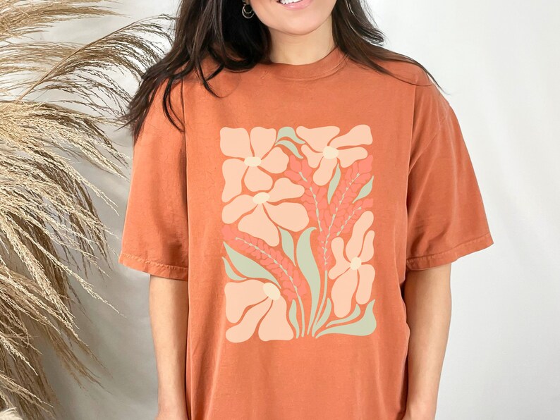 Aesthetic Flower Comfort Colors T Shirt, Trendy Graphic Tee, Floral T ...
